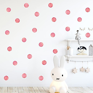 ROFARSO 120 Decals 2.2'' Pink Polka Dots Wall Decals Stickers DIY Removable Peel & Stick Wall Art Decorations Home Decor for Nursery Bedroom Living Room Playing Room