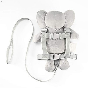 Berhapy 2 in 1 Gray Elephant Toddler Safety Harness Backpack Children's Walking Leash Strap Baby Leash for 1-3 Years Old Kid Leash for Boys and Girls