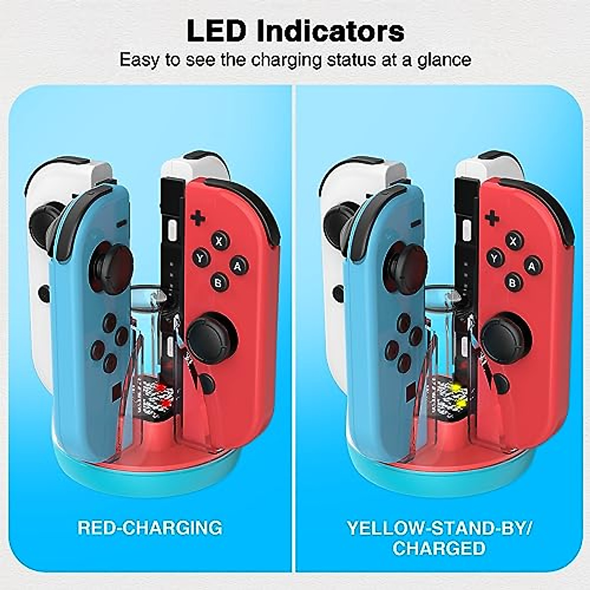 Switch Controller Charging Dock for Nintendo Switch/Switch OLED JoyCon,HEIYING Switch Controller Charger Dock Station for Switch Joy-Con,Portable Charging Stand Station with LED Indicator.