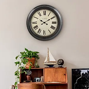 La Crosse 404-2658-INT 23-Inch Maxwell Quartz Wall Clock, Brown