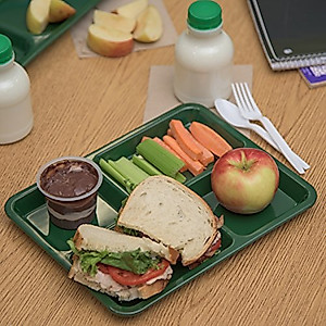 Carlisle FoodService Products Right Hand 4-Compartment Cafeteria / Fast Food Tray, 8.5" x 11", Forest Green