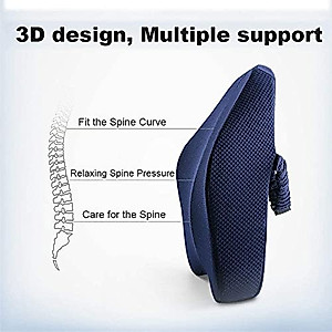 EYEARN Seat Cushion for Chair,100% Memory Foam and Lumbar Support - for Tailbone Pain, Sciatica, Back & Buttoock Pain Relief,Used in Office Seats, Homes, Cars(Blue) Durable and not Easily Deformed