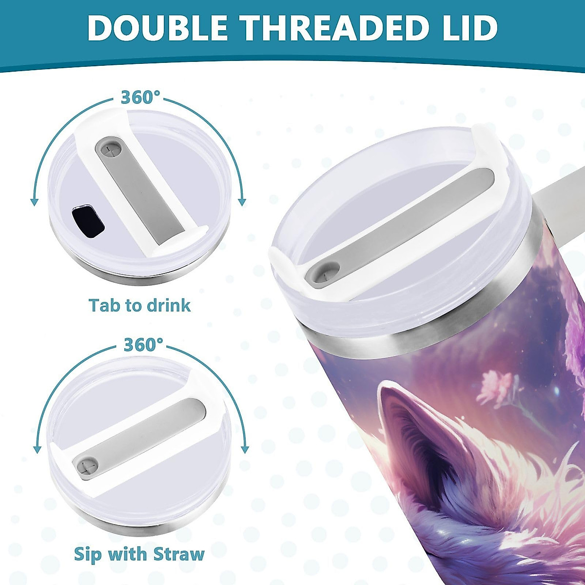 ARGTILDN 40 oz Tumbler Wolf Cloud Galaxy Insulated Travel Mug with Handle and Straw Lid Stainless Steel Vacuum Coffee Cup Tea Beverage Container Water Bottles for Car Sports office