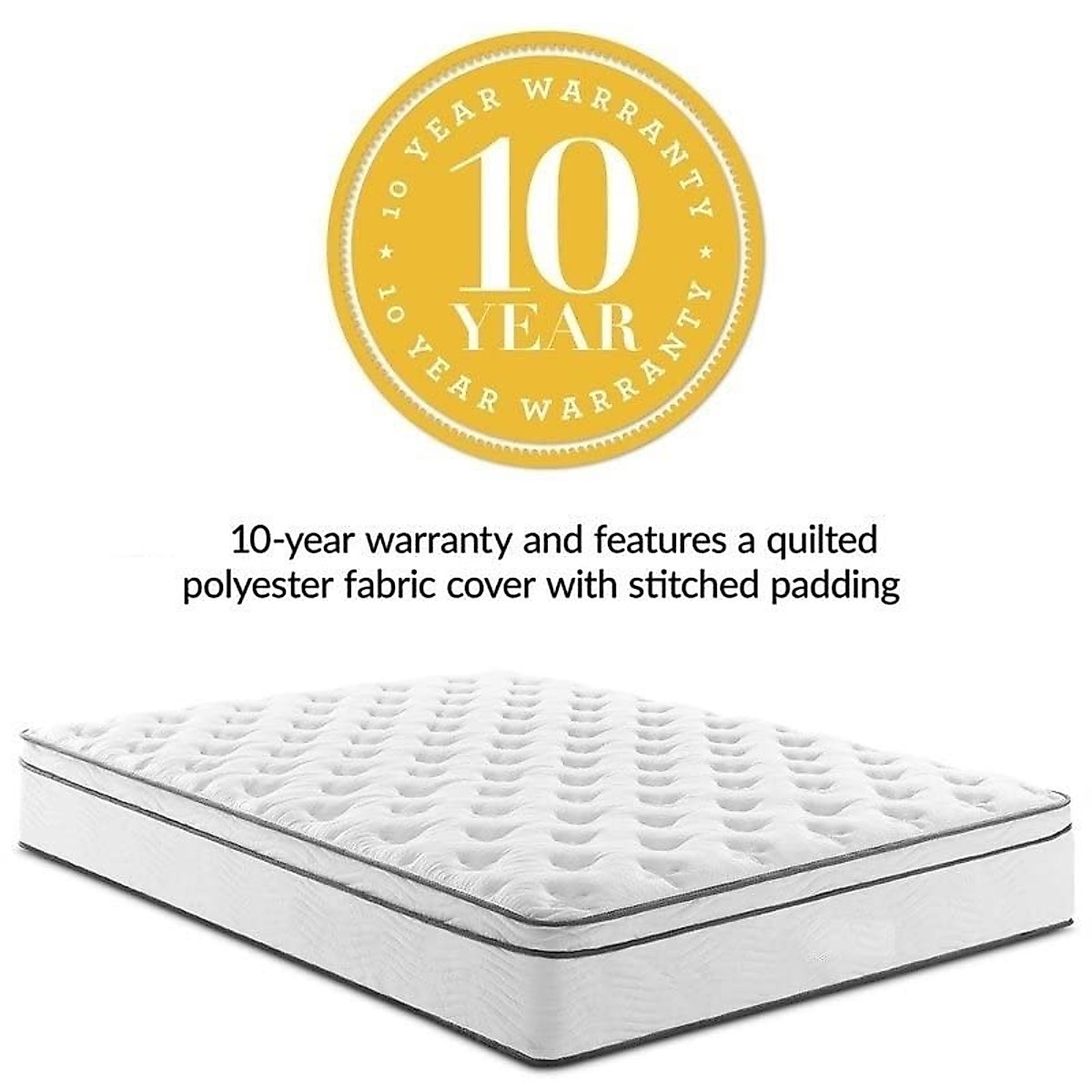 Allora 8" Twin Innerspring Mattress Quilted Pillow Top - Individually Encased Pocket Coils in White