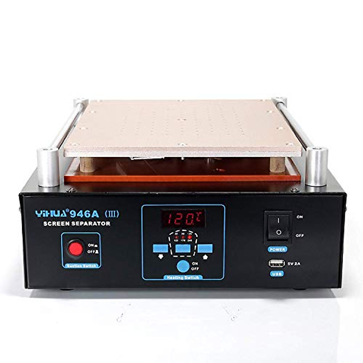 YIHUA 946A-III Digital LCD Screen Separator 5V 2A USB Power Supply with Built-in Long-Lasting Vacuum Pump for Mobile Ipad °F /°C （Aluminum Panel Size: 28cm x 22cm /11" x 8.7" ±0.05）