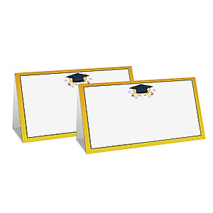 Table Place Card for Graduation Party, 25 Pcs Small Tent Cards Set with Gold Balloons and Graduation Cap Design, Elegant Name Cards Food Lables, Graduation Party Decorations 2022 Supplies(10)