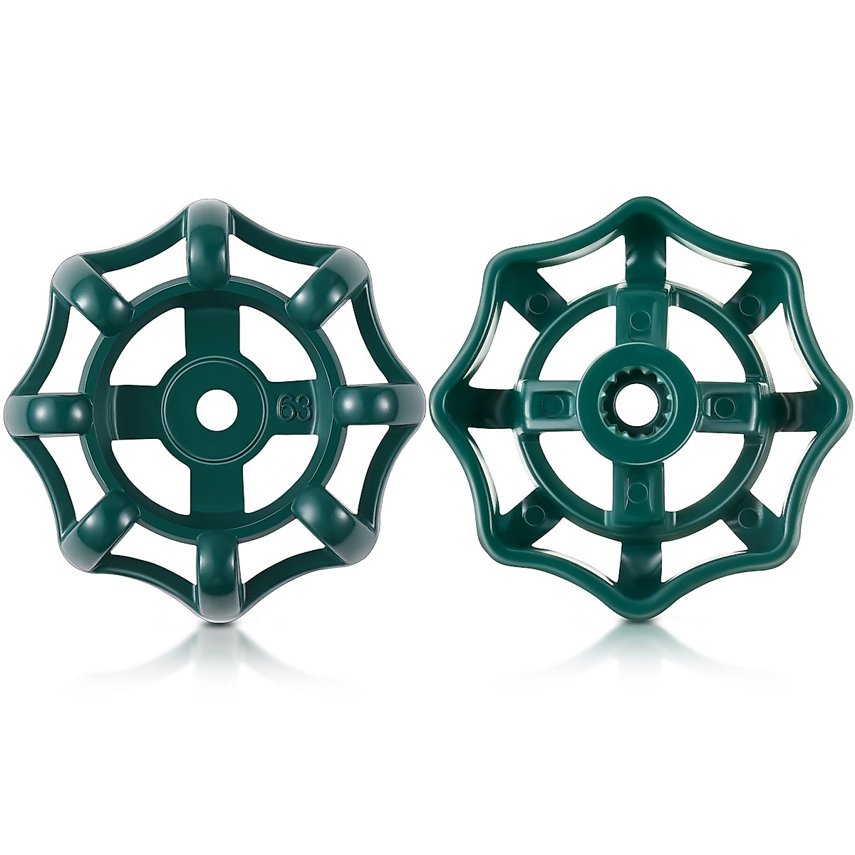 Dreyoo 2 Pack Outdoor Faucet Handles, 0.43" Round Stem Hole Faucet Handle Compatible with LASCO 01-5109, Round Wheel Handle Fits Most 3/8" Shaft Sillcock Valve Stems (12 Point Broach, Green)