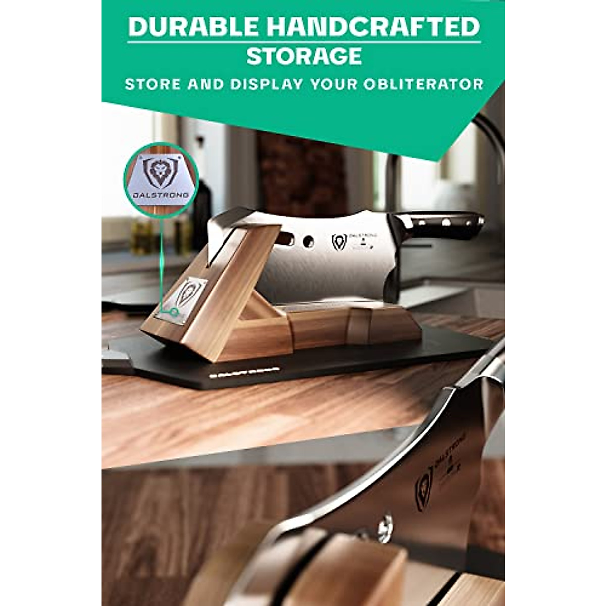 Dalstrong Obliterator Meat Cleaver - 9 inch - Gladiator Series R - Wood Stand and Sheath - Razor Sharp Massive Heavy Duty - 3lbs 6mm Thickness - 7CR17MOV Steel Kitchen - G10 Handle - NSF Certified