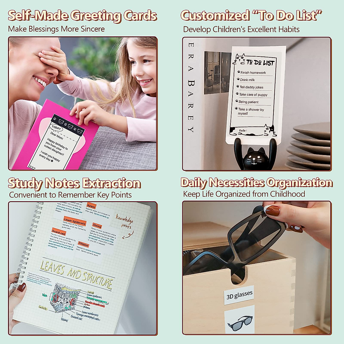 Memoking Sticker Printer - Mini Thermal Printer, T02 Sticker Maker Machine, Portable Bluetooth Pocket Phone Printer and Case, Green