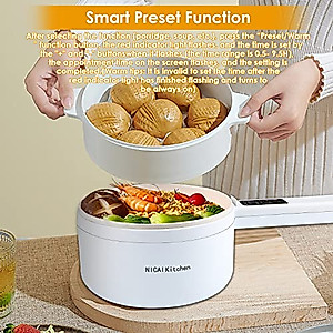 Electric Hot Pot Cooker Steamer, Multifunctional Non-stick Pan 1.8L,Suitable For Ramen, Steak, Egg,Rice, Oatmeal, Soup Smart Button