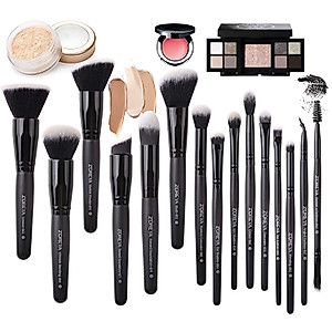 ZOREYA Makeup Brushes 15Pcs Makeup Brush Set Premium Synthetic Powder Foundation Contour Blush Concealer Eye Shadow Blending Liner Make Up Brush Kit