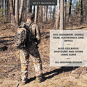 Insights Hunting by frogg toggs- The Shift, Heavy Duty Outdoor Hiking Fishing Hunting Backpack with TS3 Gear System for Crossbow & Rifle- Realtree Edge