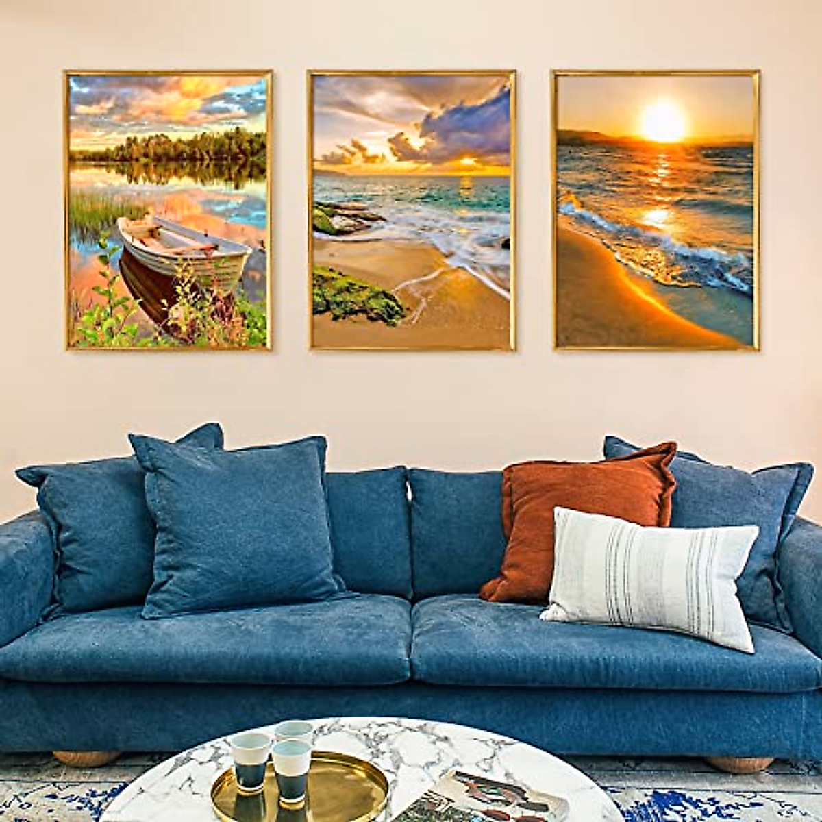 Uatiodo Diamond Painting Kits for Adults, 6 Pack Diamond Painting Kit, DIY 5D Diamond Art Paintings, Sunset Beach Paint with Diamonds, Home Wall Decor, 12 * 16 inch