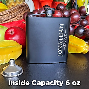 Klin Living Personalized Custom Flask for Men, Groomsmen Flask, Engraved for Men, Women, Groom, Personalized Groomsmen Gifts, 6 oz with Mini Funnel (1)