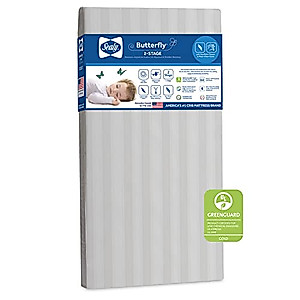 Sealy Butterfly 2-Stage Waterproof Baby Crib & Toddler Mattress - CERTIPUR-US Certified Foam - Made in USA, 52"x28"
