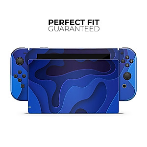 Design Skinz - Compatible with Nintendo Switch OLED Console Bundle - Skin Decal Protective Scratch-Resistant Removable Vinyl Wrap Cover - 3D Blue Abstract Paper Cuts V1