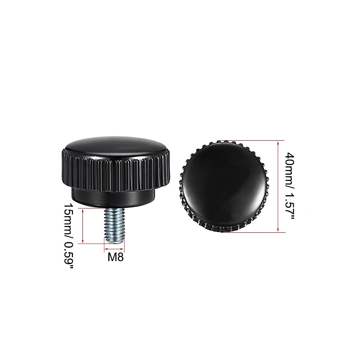 uxcell M8 x 15mm Metric Male Thread Knurled Clamping Knobs Grip Thumb Screws Plastic Threaded Hand Bolt Knobs Black 5 Pcs