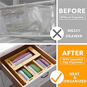 SpaceAid WrapNeat 2 in 1 Wrap Dispenser with Cutter and Labels, Bag Storage Organizer for Kitchen Drawer, (4 Pack)