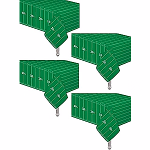 4 Pack Football Touchdown Table Cover Includes 1 Touchdown Banner Games, Playoffs, Birthdays, Tailgate, Baby Shower, Football Theme Party Supplies
