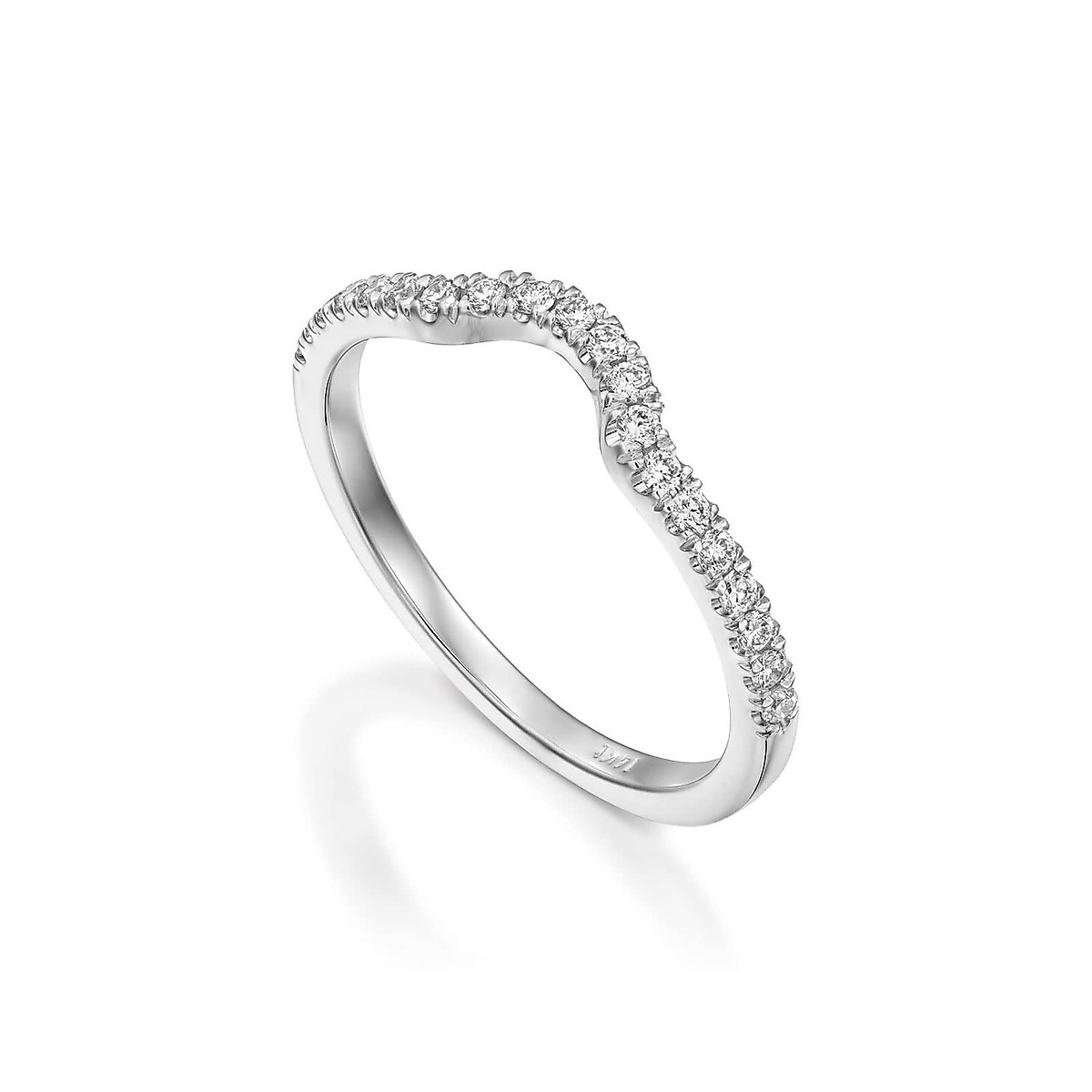 CTIEIP 10K/14K/18K Gold 1/5 Carat Natural White Diamond Curved Wedding Band Stackable Ring Jewelry Gift for Wife (0.2Cttw, G-H Color, I2-I3 Clarity)