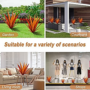 Homight Large Agave Sculpture Rustic Metal Agave Plant Outdoor Interior Decoration Outdoor Lawn Decoration Yard Wooden Posts Matching Garden Suitable for Patio… (Big, red)