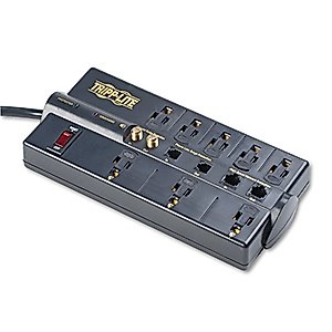 Tripp Lite Tlp810net Surge Suppressor 8 Outlets 10 Ft Cord 3240 Joules Black Trptlp810net