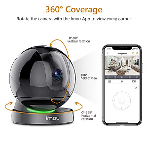 Imou Security Camera Indoor 1080P WiFi Camera (2.4G Only) 360 Degree View Smart Camera with Night Vision, 2-Way Audio, Smart Tracking, Sound Detection, Spotlight & Siren and Ethernet Port, Rex 2MP