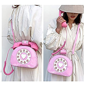 Oweisong Women Telephone Shaped Handbag and Purses Retro Phone Top-Handle Shoulder Bags Crossbody Totes