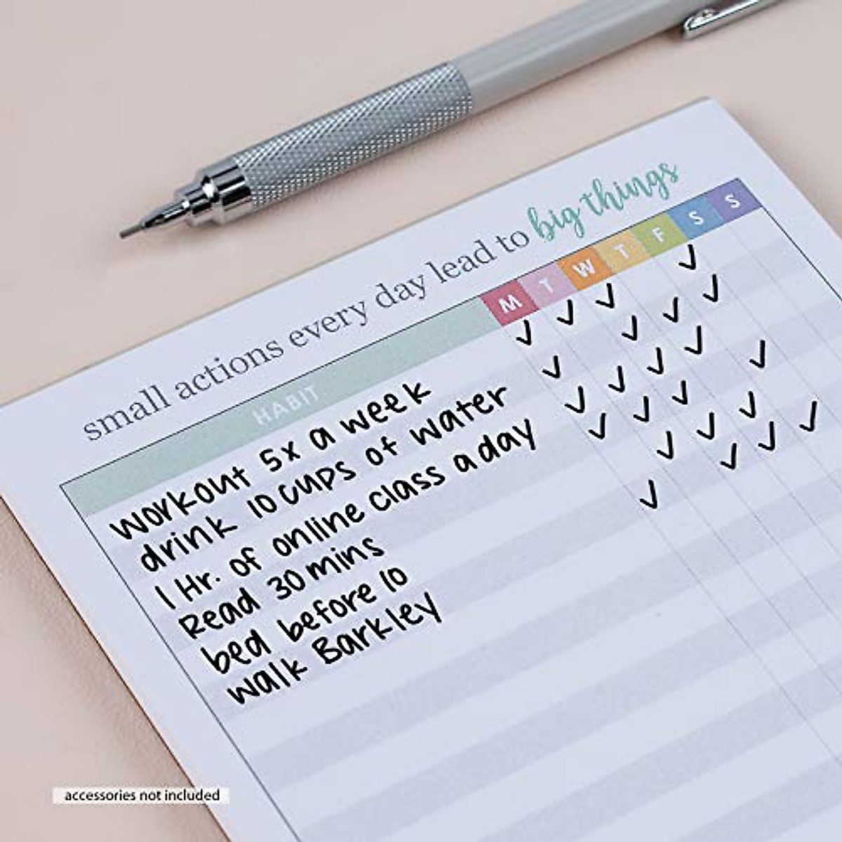 Erin Condren Designer Notepad - Daily Habit Tracker Notepad That Tracks Up to 26 Habits, 7 Days a Week. Portable to Take on Travel to Track Habits. Color Coded Days