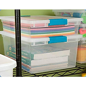 Sterilite 64 Qt Latching Box Large Stackable Clear Plastic Storage Totes, 6 Pack & Deep Clip Container Bins for Organization and Storage, 4 Pack