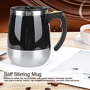 Zerodis Self Stirring Coffee Mug, Stainless Steel Automatic Mixing Cup Portable Electric Self Stirring Milk Coffee Mug for Coffee Tea Hot Chocolate Milk Mug for Office Kitchen Travel Home