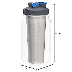 County Line Kitchen Glass Cold Brew Coffee Maker with Lid - Wide Mouth, 2 Quart (64 oz) - Heavy Duty, Leak Proof - Sun & Iced Tea Pitcher, Cold Brew Coffee, Breast Milk Storage, Water - Gray