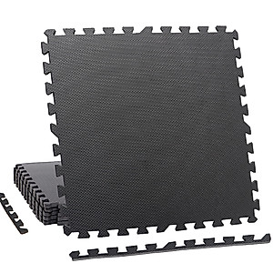 HomGarden Puzzle Exercise Mat 1/2’’ EVA Interlocking Foam Floor Mats for Exercise Equipment Home Gym Workout Mat(6 Tiles) Black