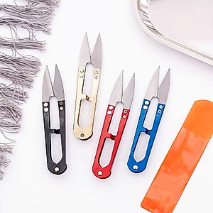 ZTOES 4 PCS Sewing Scissors, U-shaped Yarn Thread Scissors, Thread Snips Crochet Scissors for Stitch, 4.1 Inch Bonsai Pruning Scissors, Gardening Clippers Flower, Mini DIY Supplies, Art Project