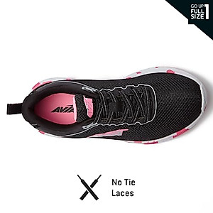 Avia Avi Factor Slip On Girls' Sneakers - Lightweight Tennis, Athletic, Running Shoes for Girls - Toddler, Little Kid, and Big Kid Sizes - Black/Pink/Grey, 2 Little Kid