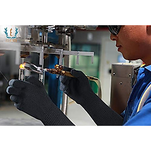 100% Kevlar Gloves with Sleeves by Dupont- Anti Scratch, Heat & Cut Resistant Sleeves Gloves, Safety Sleeves- Long Arm Protectors- Welding, Kitchen, Gardening, Pet Grooming & Bite Guard- Black, 1 Pair