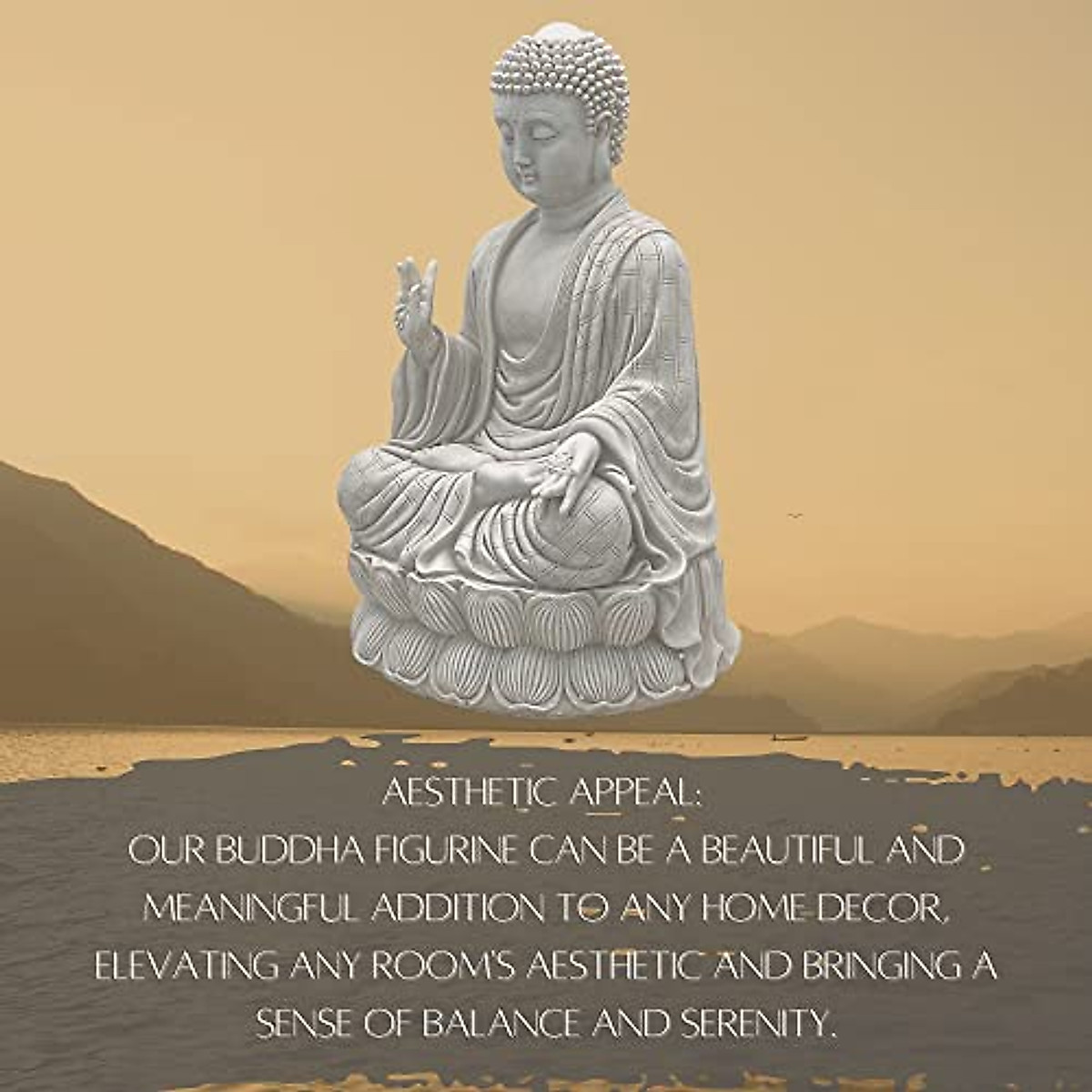 Bellaa 23279 Meditating Buddha Statue 12" inch Lotus Mudra Sitting Buda Altar Sculptures Japanese Zen Garden Decor Figurines