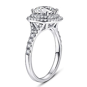 AVECON 3 Carat Cushion Cut Engagement Rings Cubic Zirconia Wedding Rings 925 Sterling Silver Solitaire Wedding Ring for Women Size 8