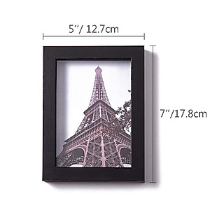 Muzilife 5x7 Shadow Box Frame 2-Pack Wood 3D Picture Frame with Glass Cover Display Case for Wall-Hanging or Free-Standing Picture Showcase, Black