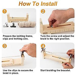 LUTER Wood Jig Bracelet Maker, Telescopic Adjustable Bracelet Maker Making Kit Wood Bracelet Jig U Shape Clear Scale Bracelet Jig with 2 Clamps for DIY Craft Hand Bracelet Knitting Tool