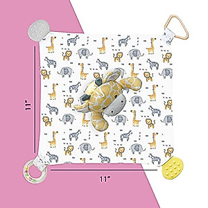 MODERN BABY Security Blanket Loveys for Babies Giraffe Stuffed Taggy Blanket Teether Toy Super Soft