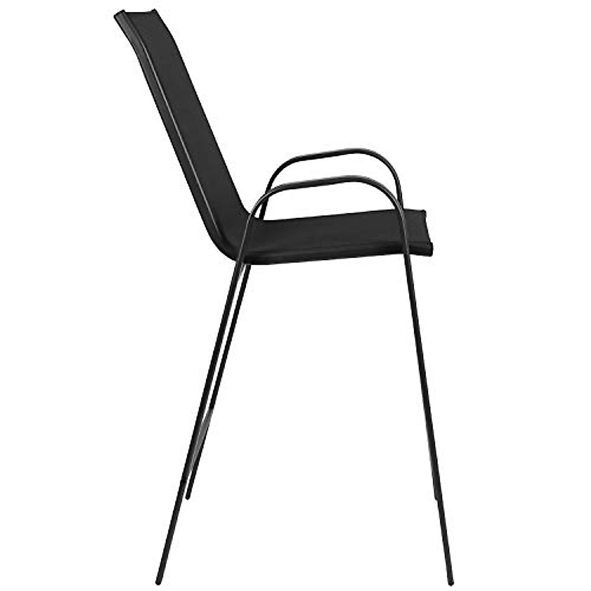 Flash Furniture 2 Pack Brazos Series Black Outdoor Barstool with Flex Comfort Material and Metal Frame