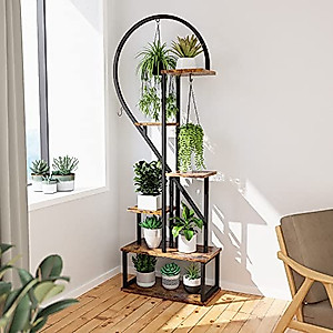 POTEY 6 Tier Metal Plant Stand, Creative Half Heart Shape Ladder Plant Stands for Indoor Plants Multiple, Black Plant Shelf Rack for Home Patio Lawn Garden (2 Pack)