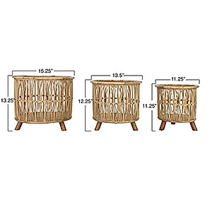 Creative Co-Op 11.25", 13.5" & 15.75" Woven Bamboo Footed (Set of 3 Sizes) Baskets, Beige