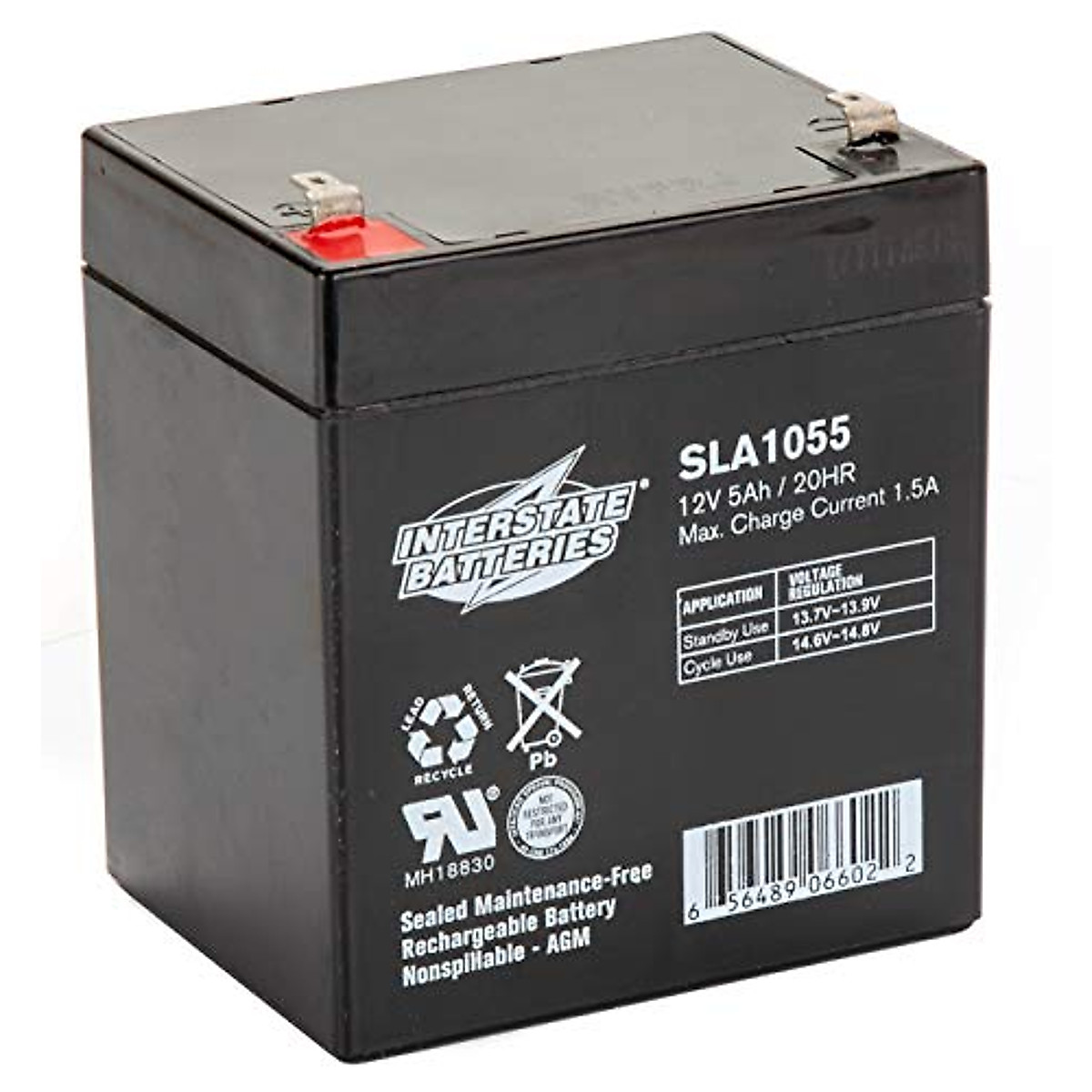 Interstate Batteries 12V 5Ah Battery (SLA1055) & 12V 8Ah Battery (SLA1075) Rechargeable Sealed Lead Acid SLA AGM (F1 Terminal) Wireless Internet UPS Systems, 5.94" x 2.56" x 3.70" (LxWxH)