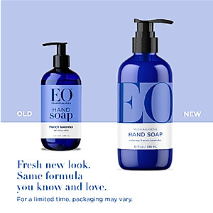 EO Liquid Hand Soap, 12 Ounce (Pack of 3), French Lavender, Organic Plant-Based Gentle Cleanser with Pure Essential Oils