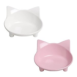 Skrtuan Cat Bowl Cat Food Bowls Non Slip Dog Dish Pet Food Bowls Shallow Cat Water Bowl Cat Feeding Wide Bowls to Stress Relief of Whisker Fatigue Pet Bowl of Rabbits Puppy(Safe Food-Grade)