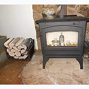 Firewood Rack Holder With Decorative Scroll Design- Metal Outdoor Indoor Log Storage Bin for Fireplace Firepit and Wood Stove by Home-Complete (Brown)