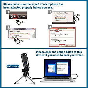 ARCHEER USB Microphone for PC, Condenser Gaming Microphone for Computer Laptop MAC or Windows, Mini Streaming Mic for Podcast YouTube Video Singing Cardioid Studio Recording Plug and Play, Black