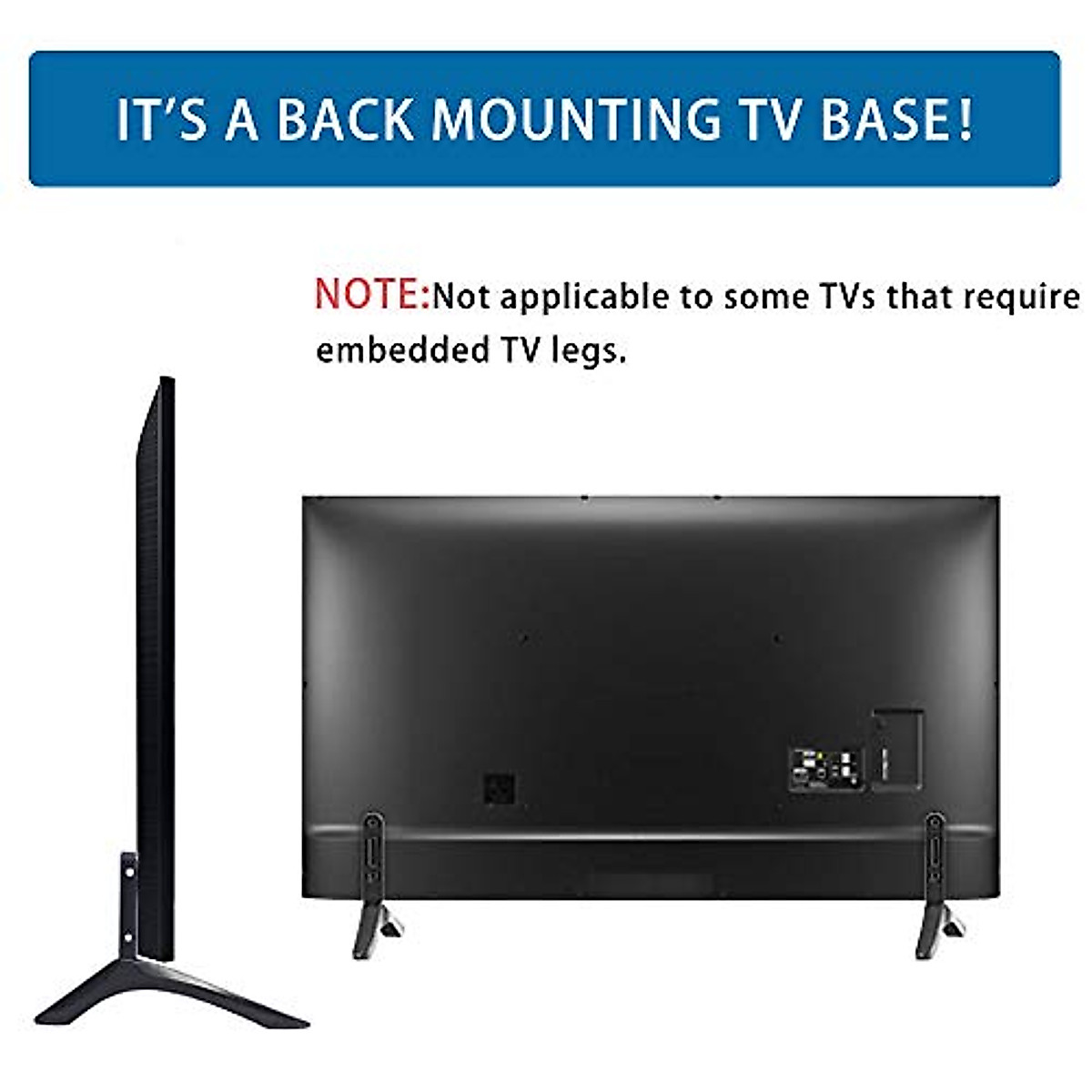 Drsn TV Base Pedestal Feet TV Stand Mount Legs for Televisions with Mounting Holes Distance 2.16in/5.5cm or Within 1.77in/4.5cm, Distance Between Top Mounting Hole and Edge 3.15in/8cm